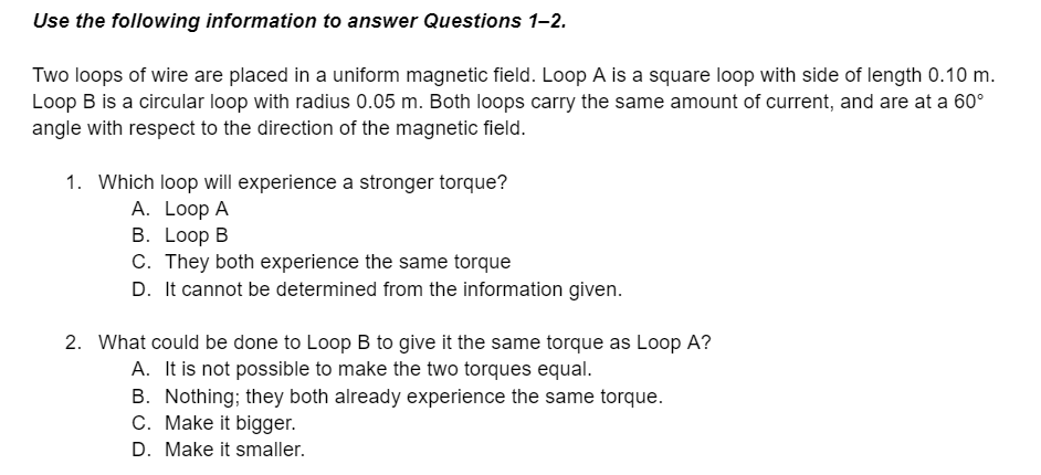 Solved Use the following information to answer Questions | Chegg.com