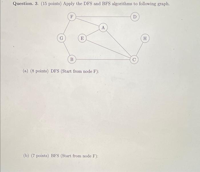 Solved Question. 3. (15 points) Apply the DFS and BFS | Chegg.com Solved Question. 3. (15 points) Apply the DFS and BFS | Chegg.com