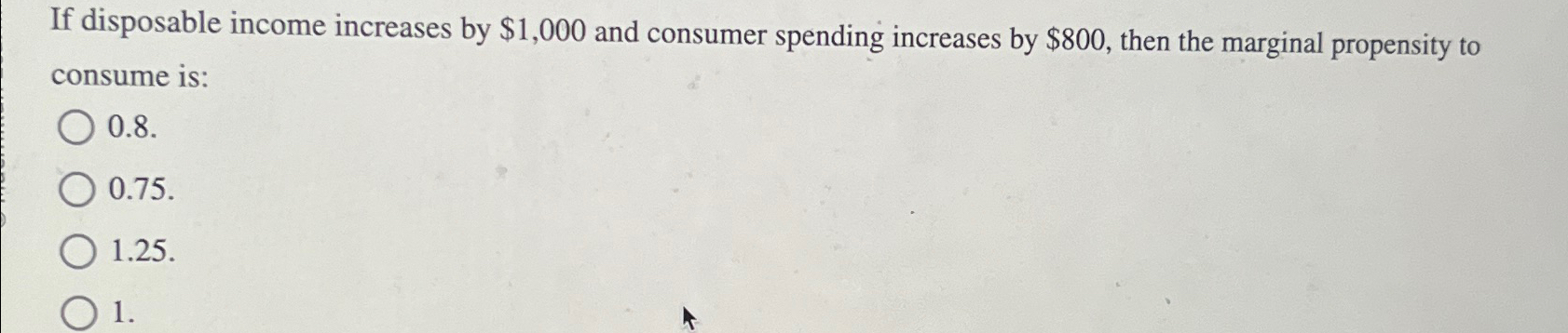 Solved If disposable income increases by $1,000 ﻿and | Chegg.com
