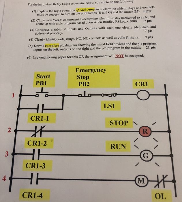 For the hardwired Relay Logic schematic below you are | Chegg.com