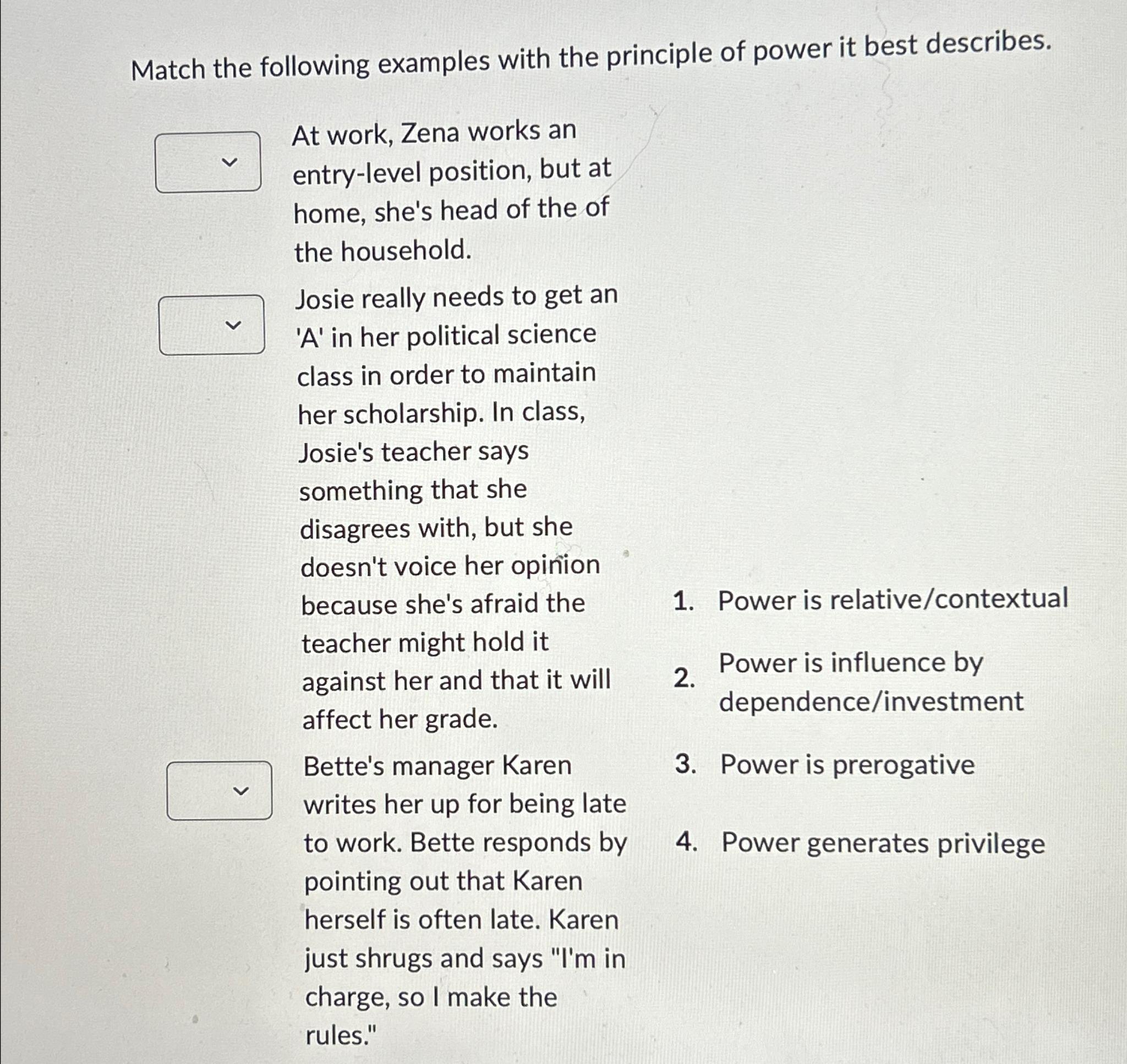 Solved Match the following examples with the principle of | Chegg.com