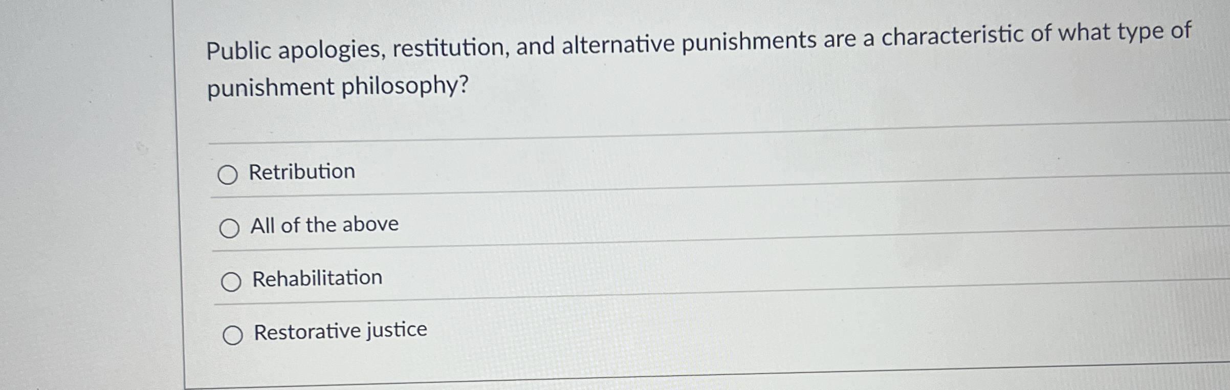 Solved Public apologies, restitution, and alternative | Chegg.com