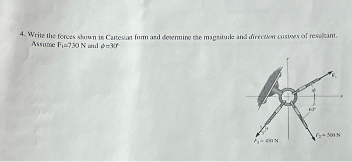 Solved 4. Write the forces shown in Cartesian form and | Chegg.com