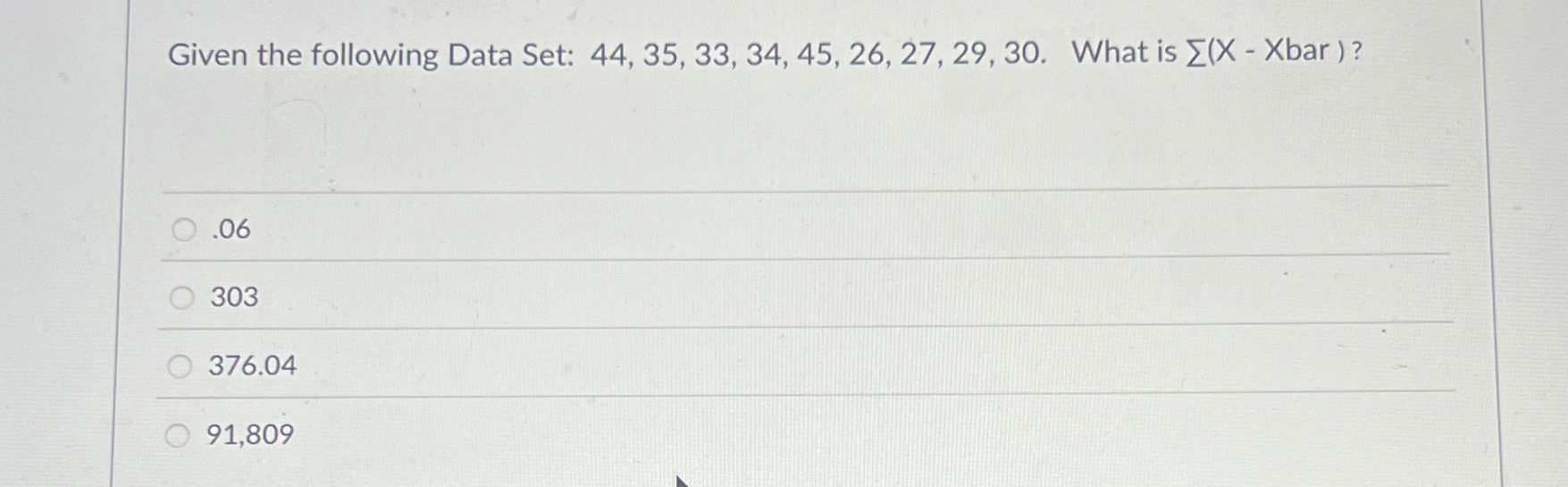 Solved Given the following Data Set: | Chegg.com