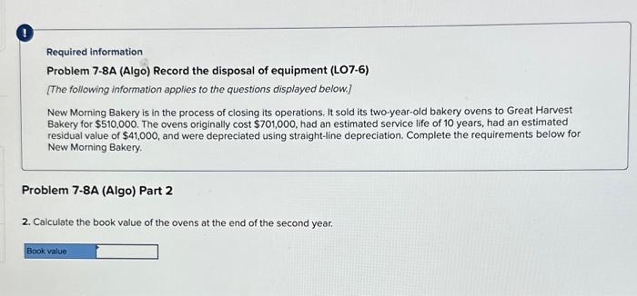 Solved Required information Problem 7-8A (Algo) Record the | Chegg.com