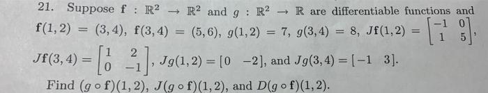 Solved 21. Suppose f:R2→R2 and g:R2→R are differentiable | Chegg.com