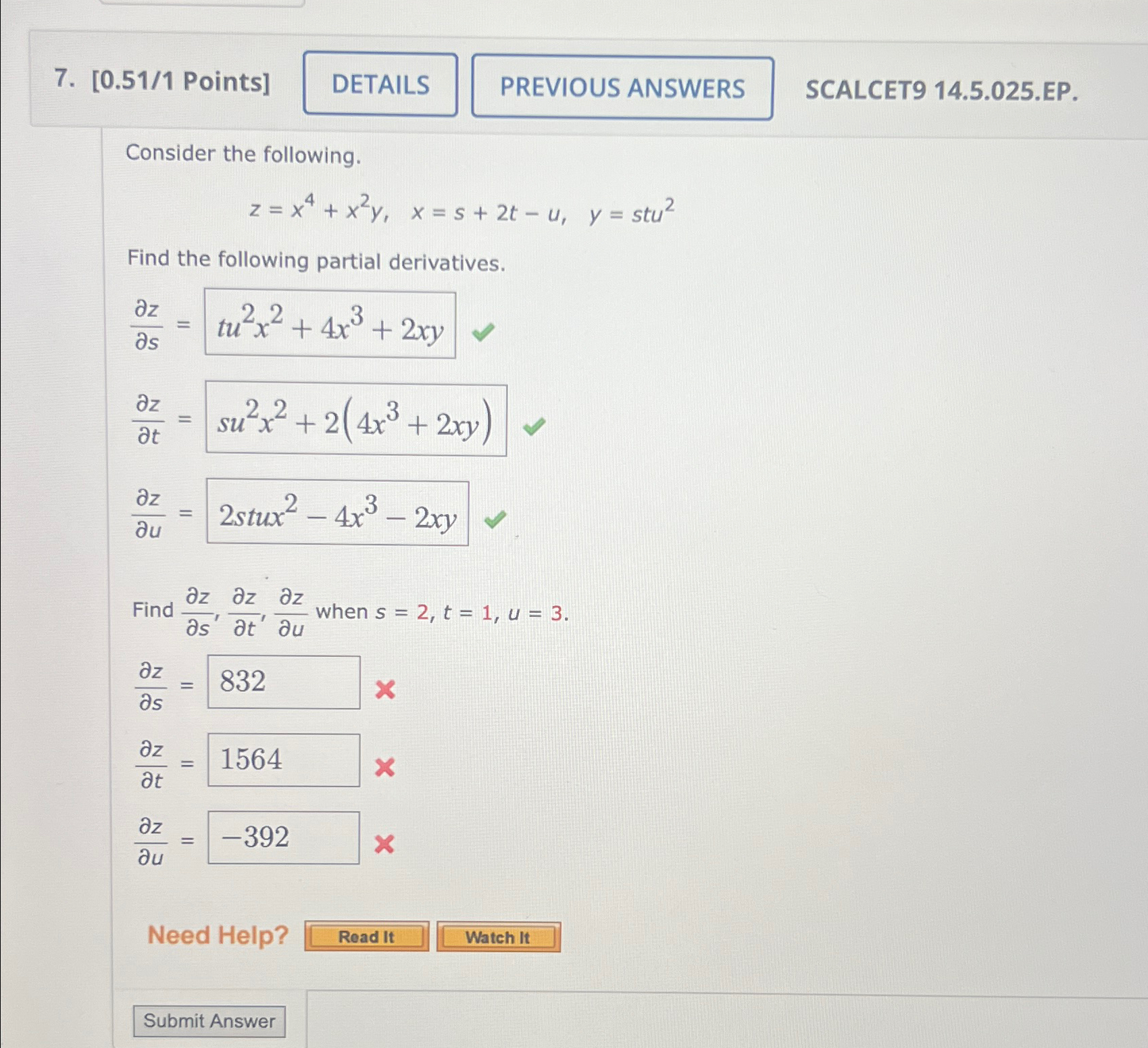 Solved [0.51/1 ﻿Points]SCALCET9 14.5.025.EP.Consider the | Chegg.com