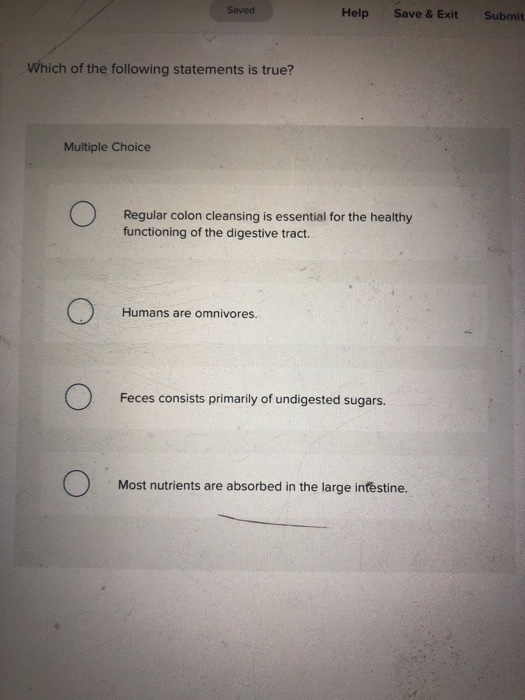 Solved Saved Help Save & Exit Submit Which of the following | Chegg.com