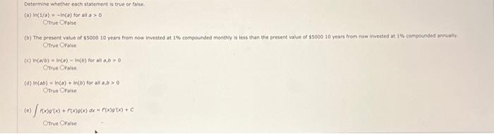 Solved Determine whether each statement is true or tase. (a) | Chegg.com