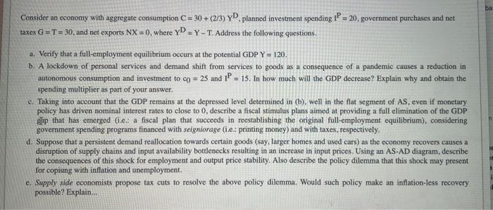 Solved Consider an economy with aggregate consumption | Chegg.com