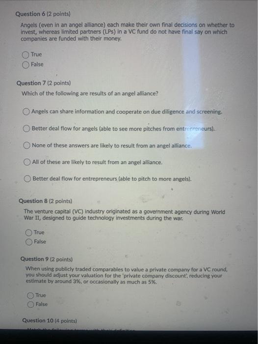 Solved Question 6 (2 points) Angels (even in an angel | Chegg.com