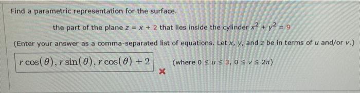 Solved Find A Parametric Representation For The Surface