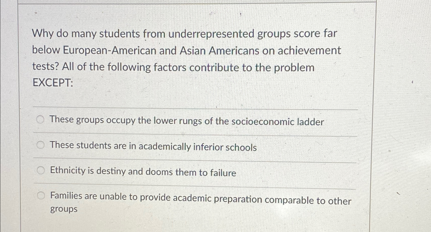 Solved Why do many students from underrepresented groups | Chegg.com