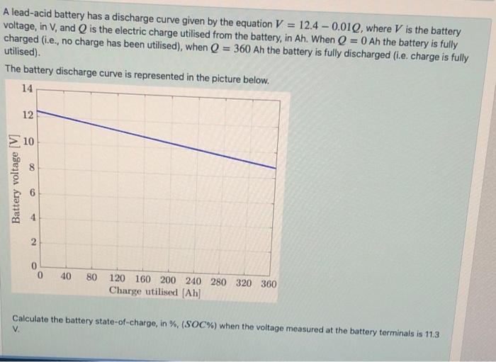 Solved A lead-acid battery has a discharge curve given by | Chegg.com