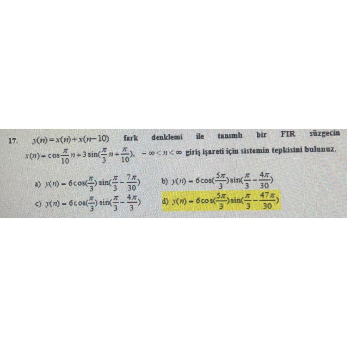 Solved y(n)=x(n)+x(n-10) ﻿An FIR filter defined by the | Chegg.com