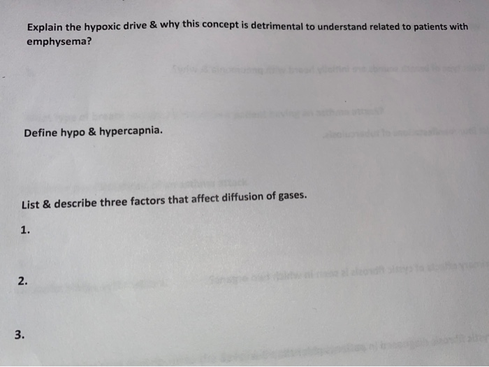 Solved Explain the hypoxic drive & why this concept is | Chegg.com