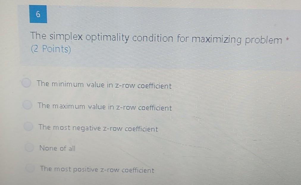 Solved The Simplex Optimality Condition For Maximizing 7010