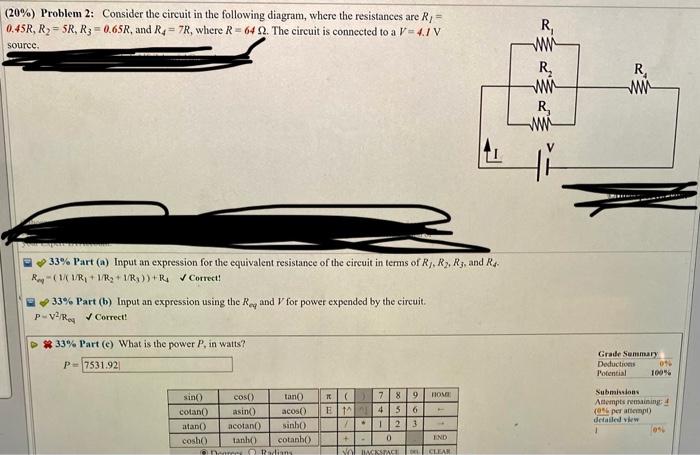 Solved (20\%) Problem 2: Consider the circuit in the | Chegg.com