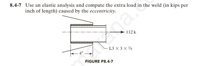 Solved 8.4-7 Use an elastic analysis and compute the extra | Chegg.com