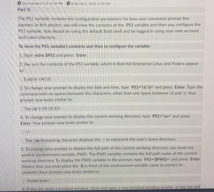 Solved Part 1 The Ps1 Variable Contains The Configuration 