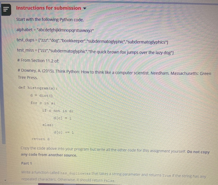 Lu Instructions For Submission Start With The Following Python Code 