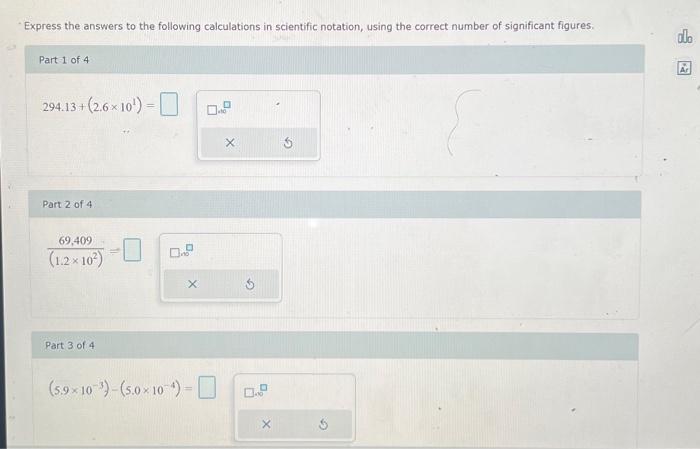 Solved - Express the answers to the following calculations | Chegg.com
