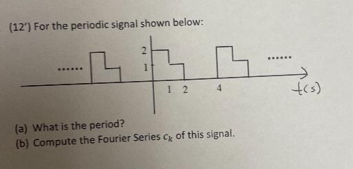 Solved (12') For the periodic signal shown below: (a) What | Chegg.com