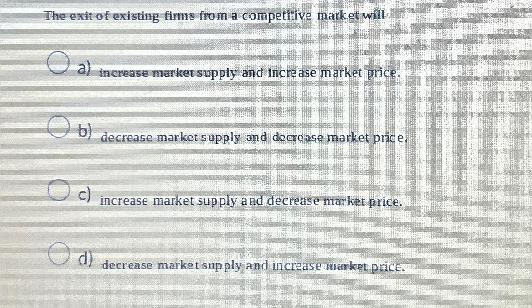 The exit of existing firms from a competitive market | Chegg.com