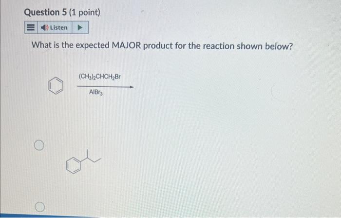 Solved What is the expected MAJOR product for the reaction | Chegg.com