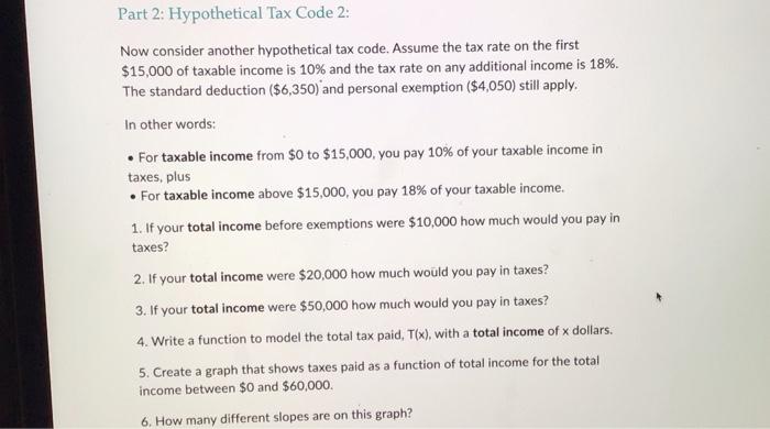 Solved Now consider another hypothetical tax code. Assume | Chegg.com