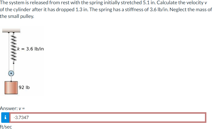 Solved The system is released from rest with the spring | Chegg.com