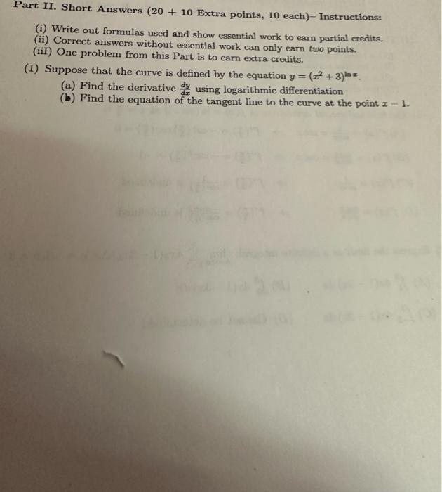 Solved Part II. Short Answers (20 + 10 Extra points, 10 | Chegg.com