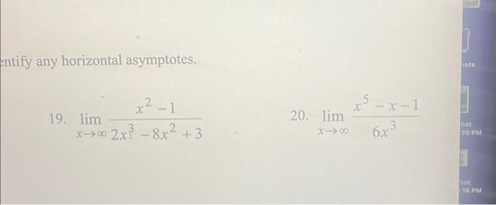 Solved entify any horizontal asymptotes. 19. | Chegg.com
