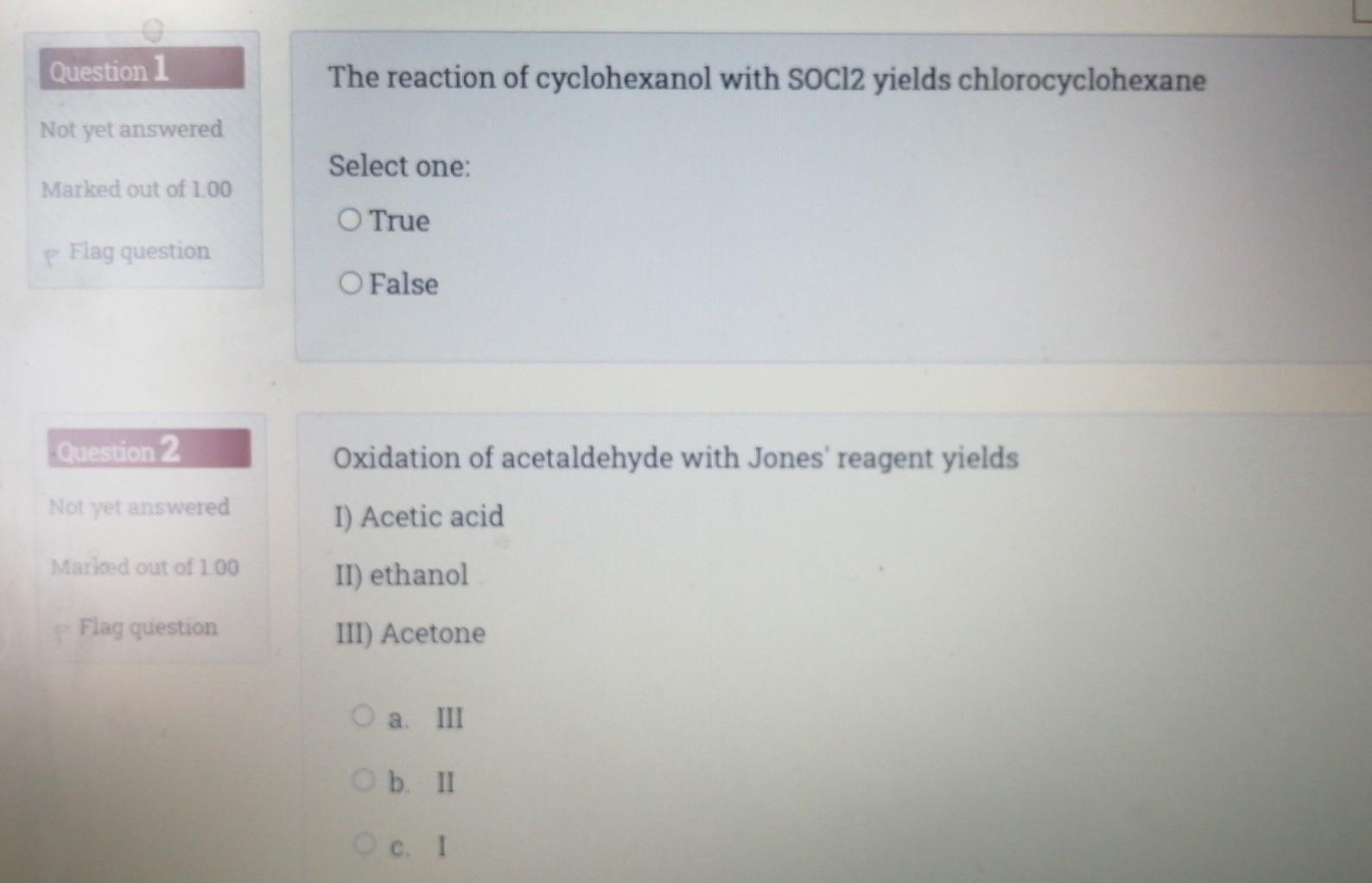 Solved Question 1 The reaction of cyclohexanol with SOCl2 | Chegg.com