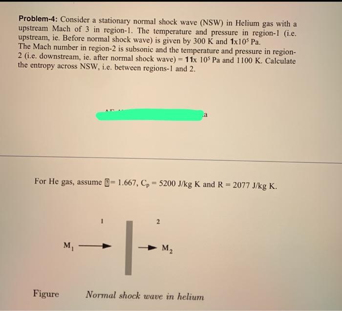 Solved Problem-4: Consider a stationary normal shock wave | Chegg.com