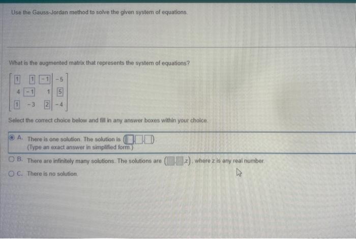 Solved Use the Gauss-Jordan method to solve the given system | Chegg.com