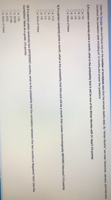 Solved Open the Tornado data and focus only on the number of | Chegg.com