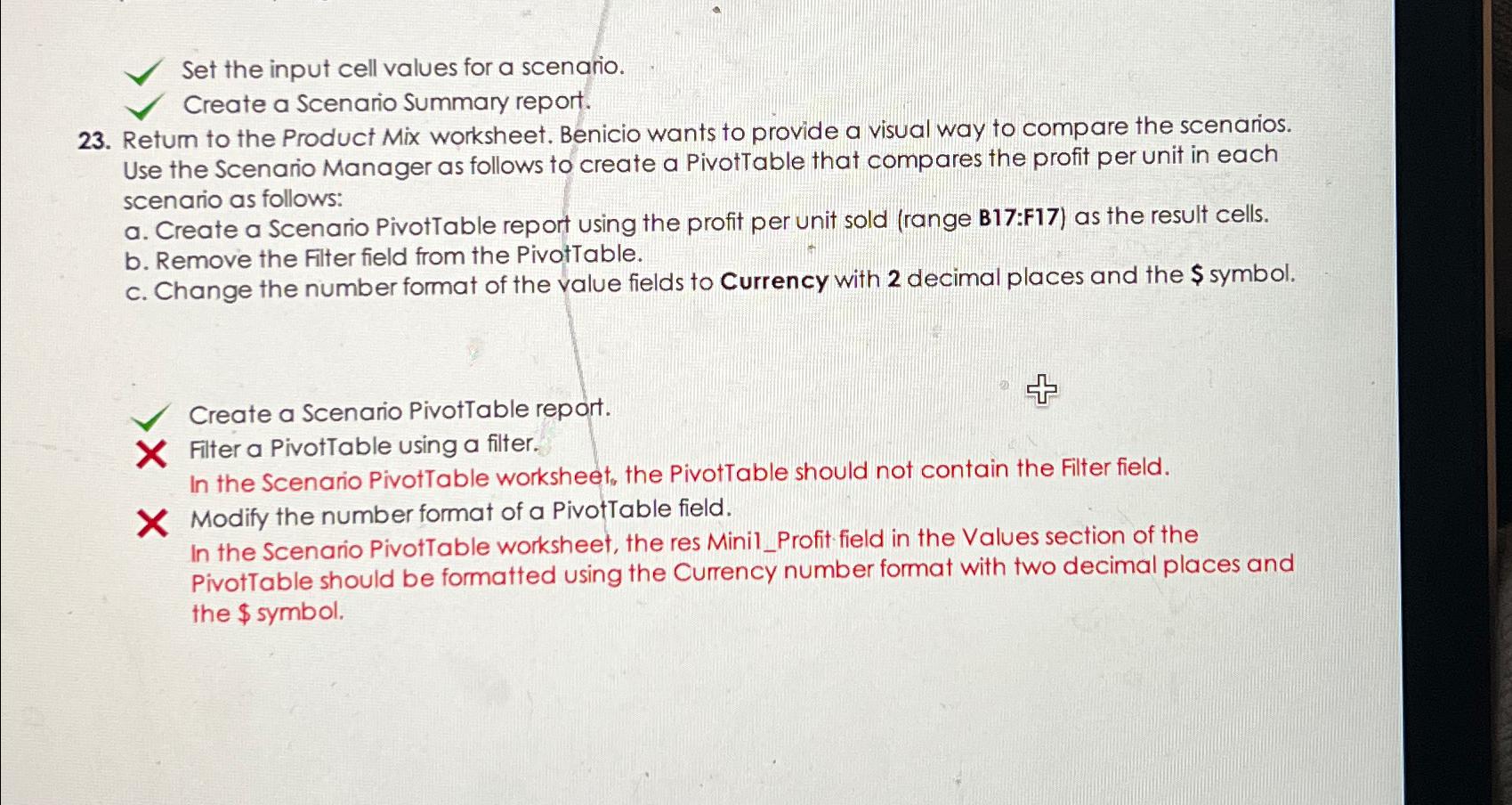Solved Set the input cell values for a scenario.Create a | Chegg.com
