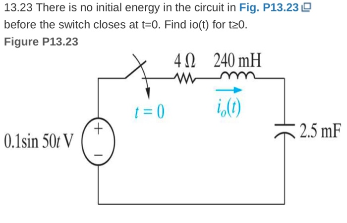 Solved 13.23 There is no initial energy in the circuit in | Chegg.com