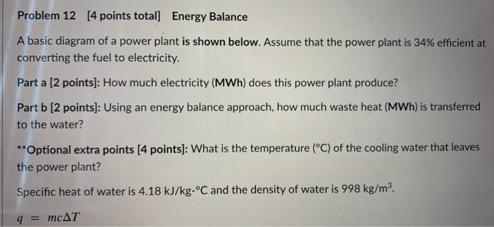 Solved Problem 12 [4 points total] Energy Balance A basic | Chegg.com
