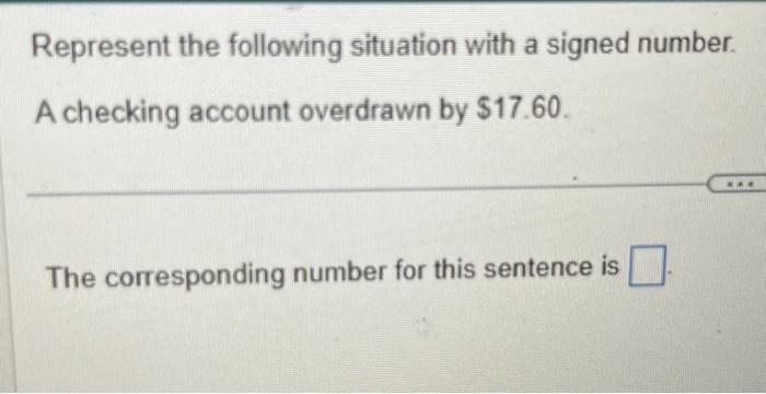 Solved Represent the following situation with a signed | Chegg.com