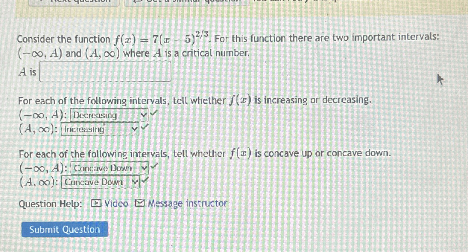 Solved Consider the function f(x)=7(x-5)23. ﻿For this | Chegg.com