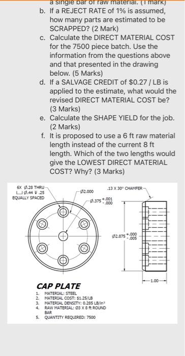 Solved b. If a REJECT RATE of 1% is assumed, how many parts | Chegg.com