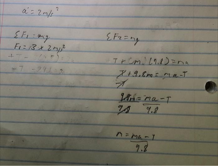 Solved Two blocks hang from a string over a pulley. A 3 kg | Chegg.com