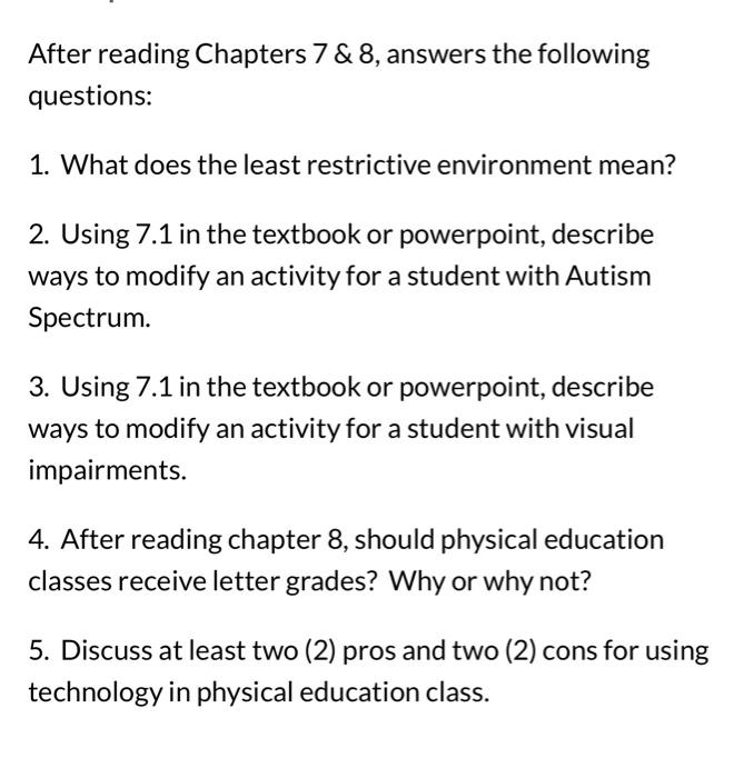 Solved After reading Chapters 7&8, answers the following | Chegg.com