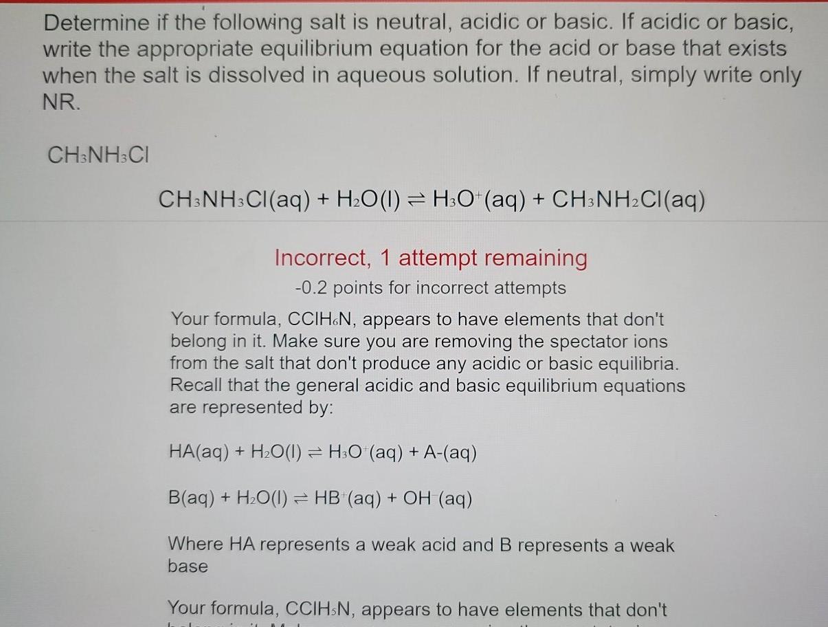 Solved Determine if the following salt is neutral, acidic or | Chegg.com