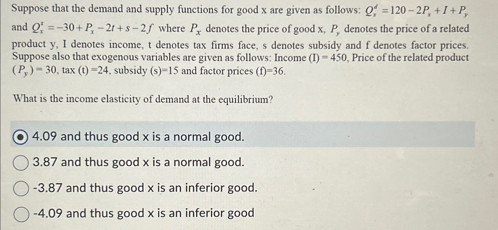 Solved Suppose that the demand and supply functions for good | Chegg.com