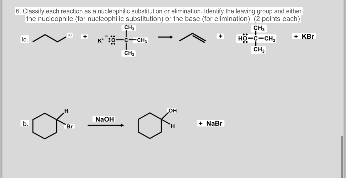 Solved Classify each reaction as a nucleophilic substitution | Chegg.com
