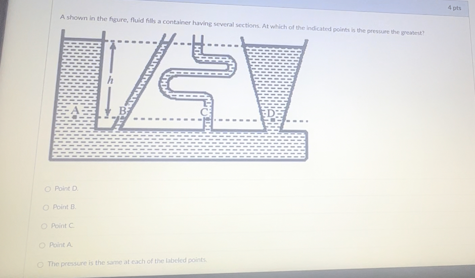 Solved 4ptsA shown in the figure, fluid fills a container | Chegg.com