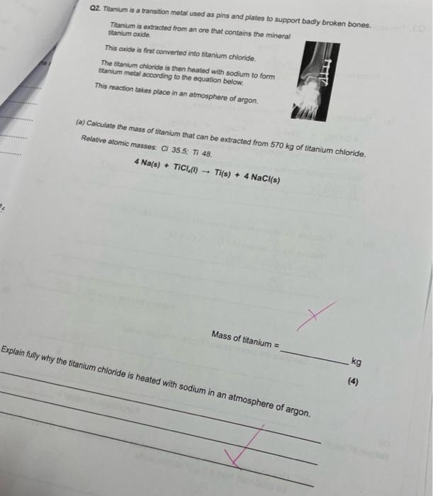 Solved Q2. Titanium is a transition metal used as pins and | Chegg.com